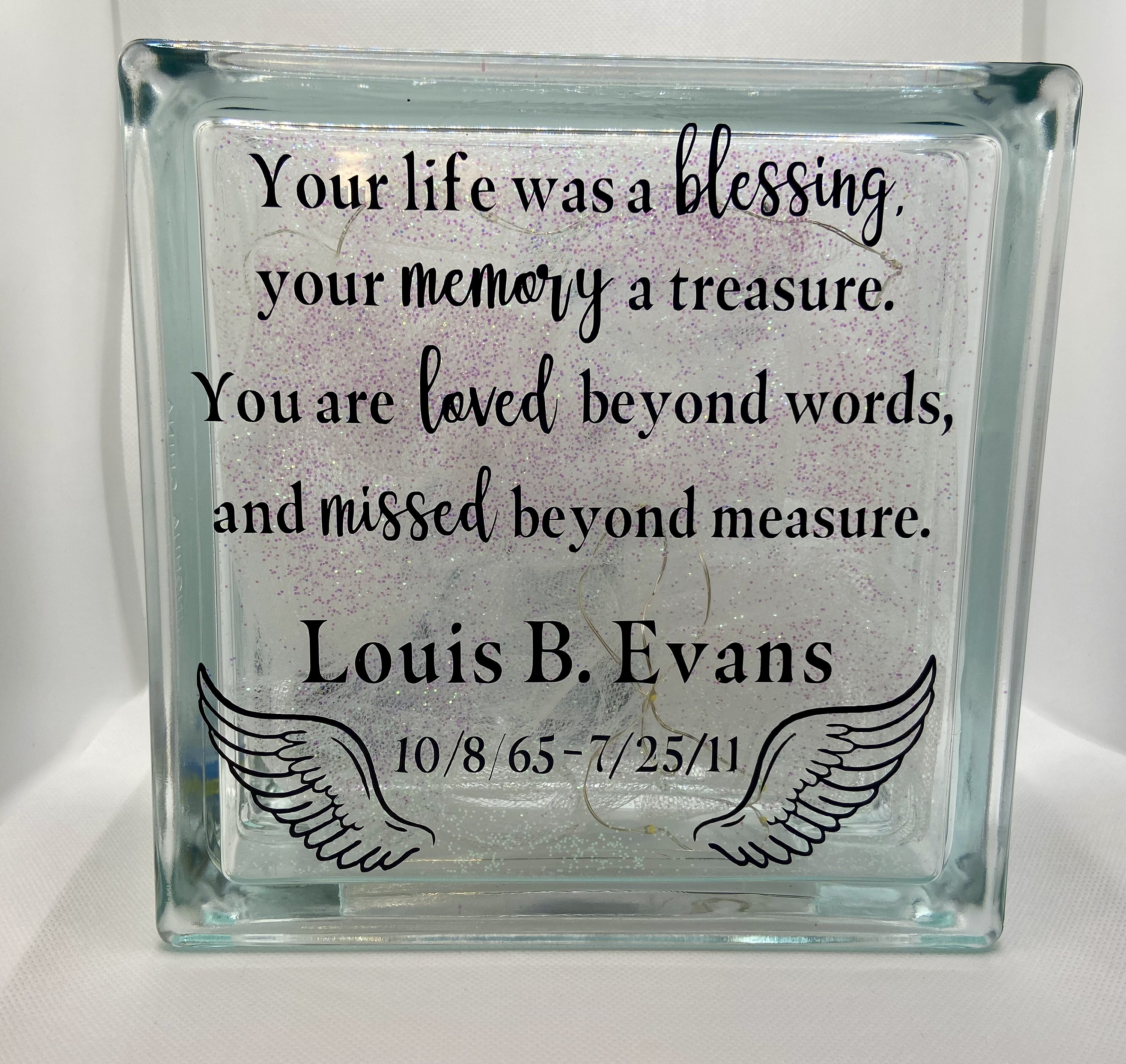 Custom 8x8 Lighted Glass Memorial Block With Photo - Etsy