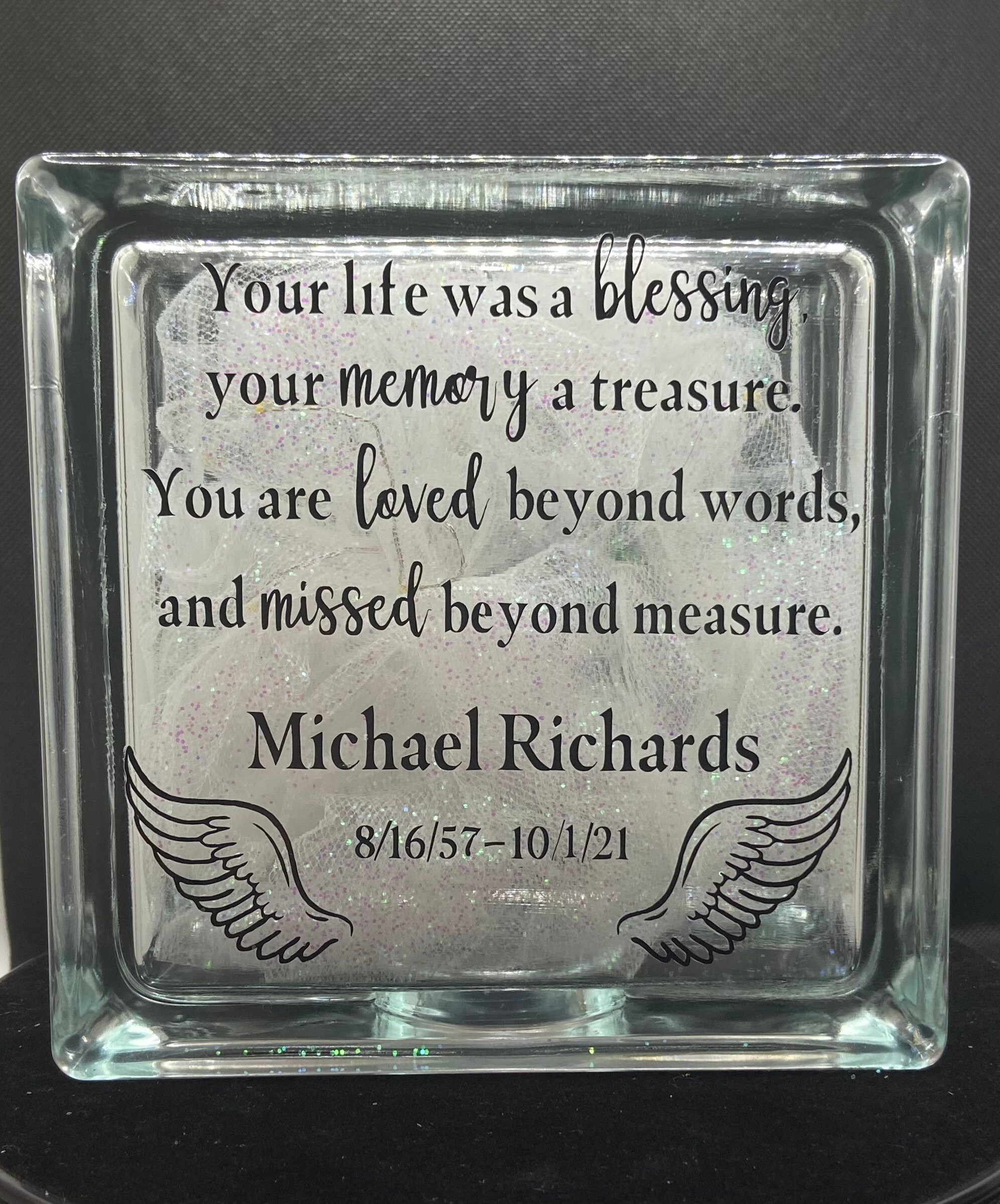 Custom 6x6 Lighted Glass Memorial Block With Photo - Etsy