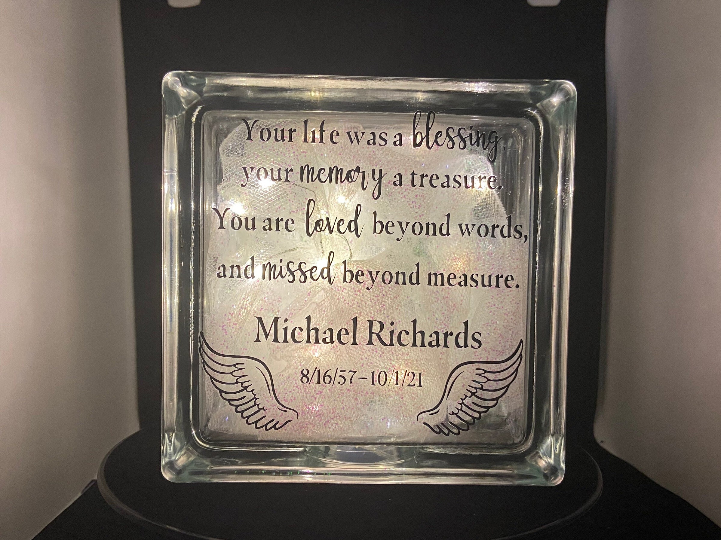 Custom 6x6 Lighted Glass Memorial Block With Photo - Etsy