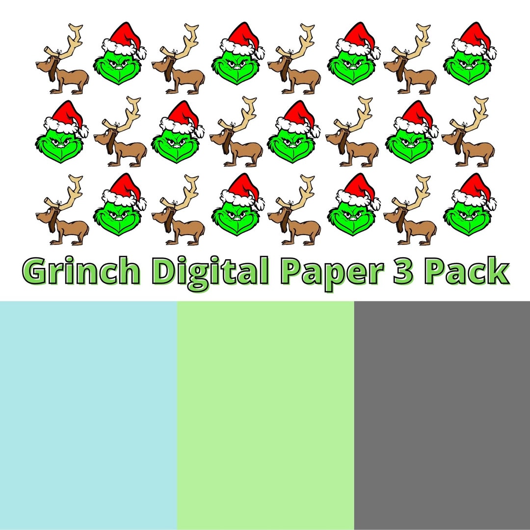 Christmas Digital Paper, Grinch Pattern, 3 Pack, 12 X 12, Scrapbook ...