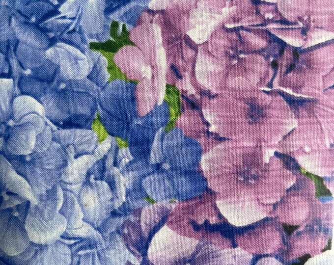 Blue and Pink Hydrangeas on Cotton Quilt Fabric by Timeless Treasures ...
