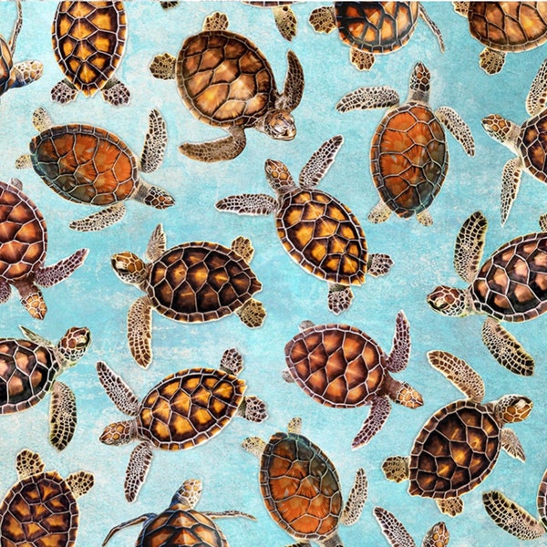 Timeless Treasures Sea Turtle Fabric - Etsy