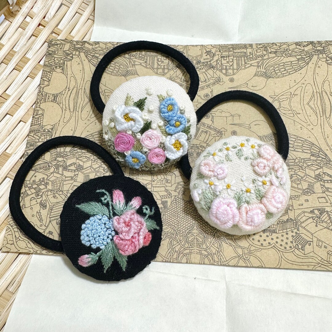 Embroidered Hair Tie | Flower Hair Tie | Floral Clip Unique | Hair Clip ...