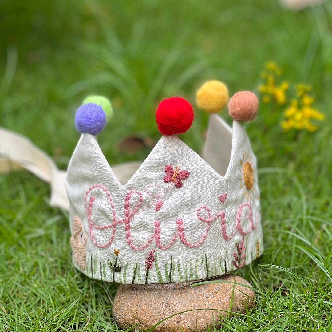 Celebration Birthday Crown for Baby | Personalized Linen Crown for ...
