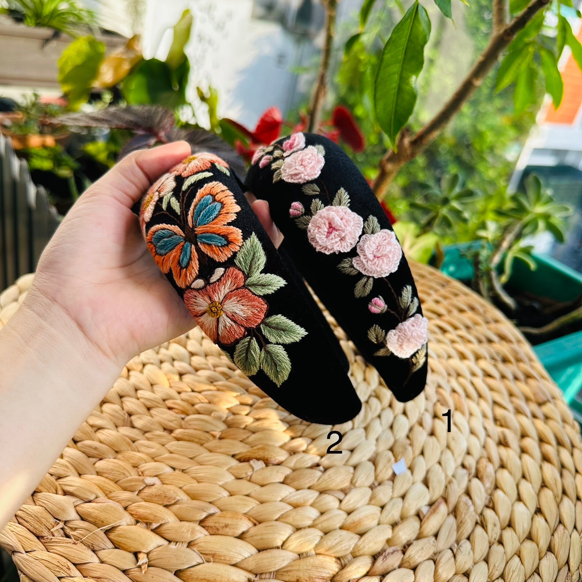 Hand Floral Embroidered Linen Headband | Bachelorette Linen Hair ...