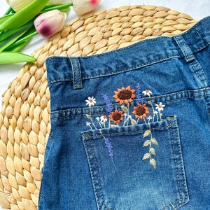 Clothing Complete Floral Embroidery Jean Shorts | Custom Wildflowers ...
