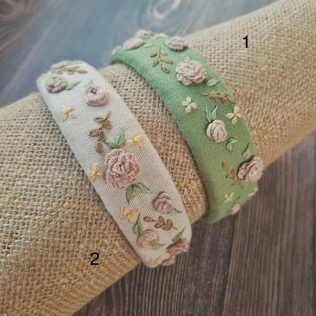 Hand Embroidered Linen Headband | Bachelorette Linen Hair | Hairband ...
