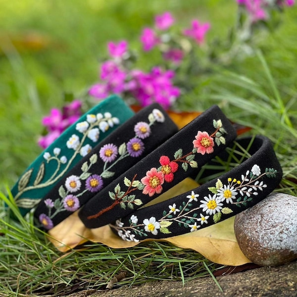 Embroidered Headband - Etsy