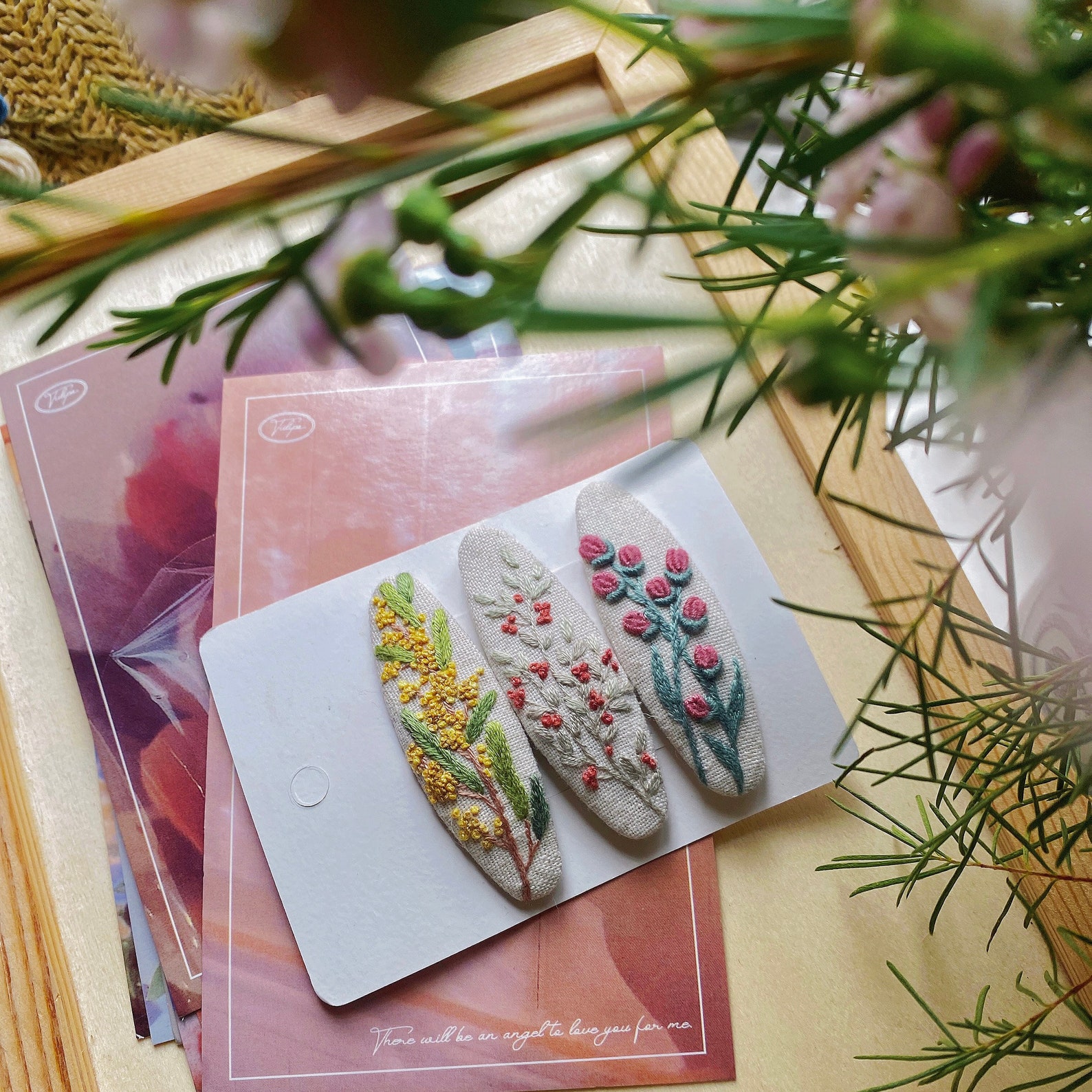 Embroidered Hair Clip Hand Embroidery Clip Floral Clip - Etsy