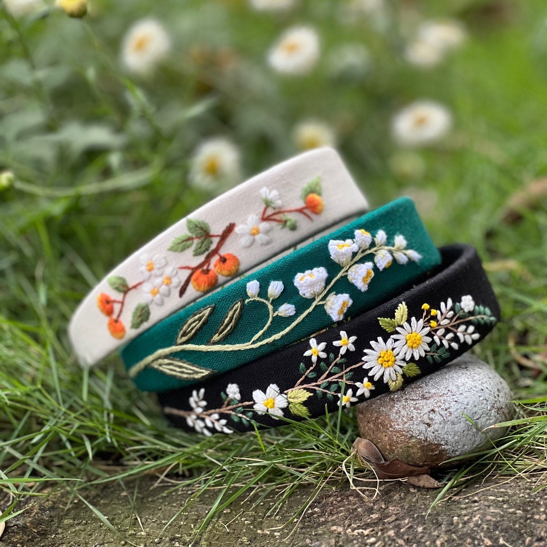 Wildflowers Headband, Floral Linen Headband, Embroidered Hair Band ...