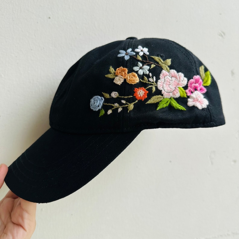 Hand Embroidered Hat | Embroidered Baseball Cap | Floral Embroidered ...