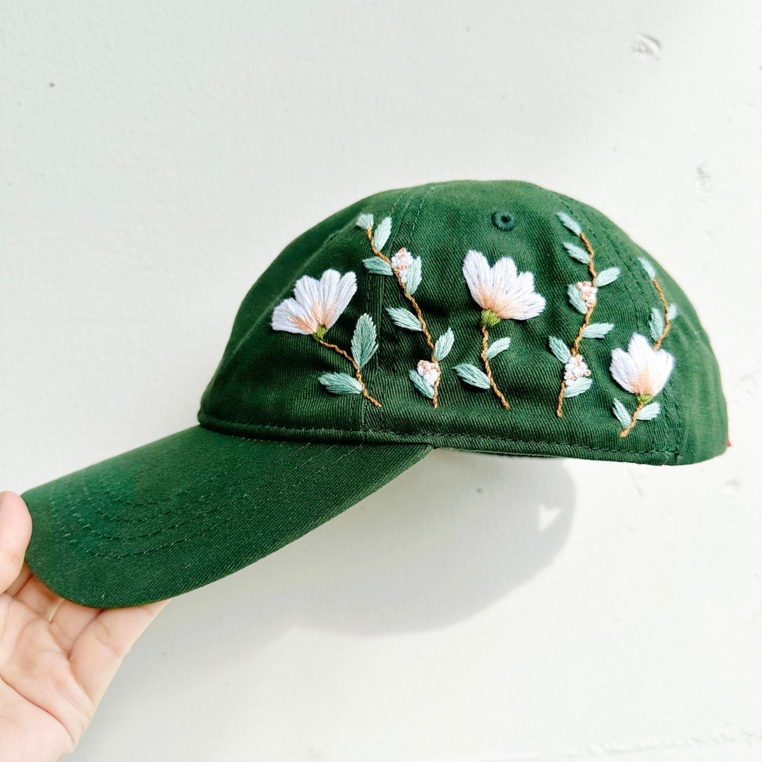 Hand Embroidered Hat | Embroidered Baseball Cap | Floral Embroidered ...