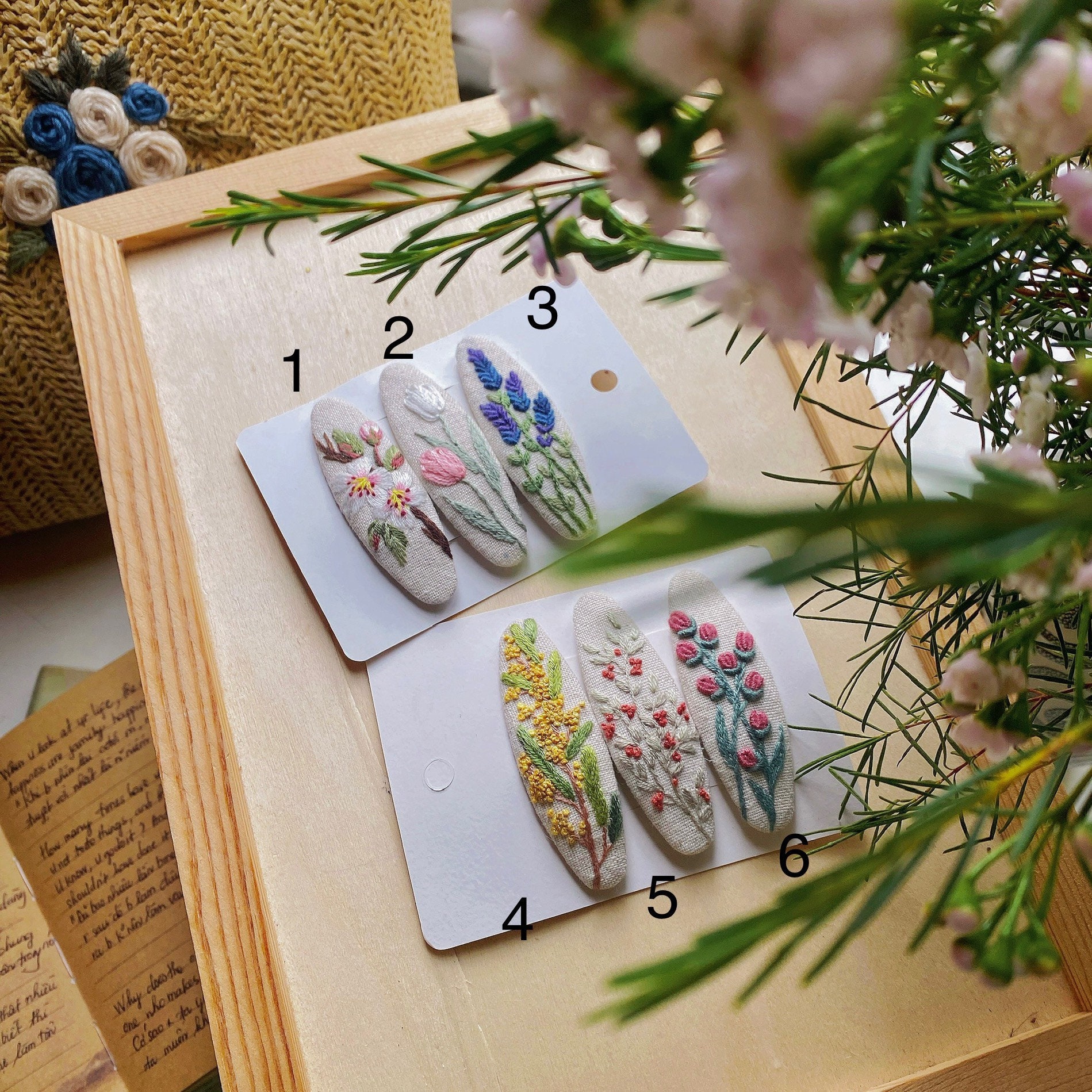 Embroidered Hair Clip Hand Embroidery Clip Floral Clip - Etsy