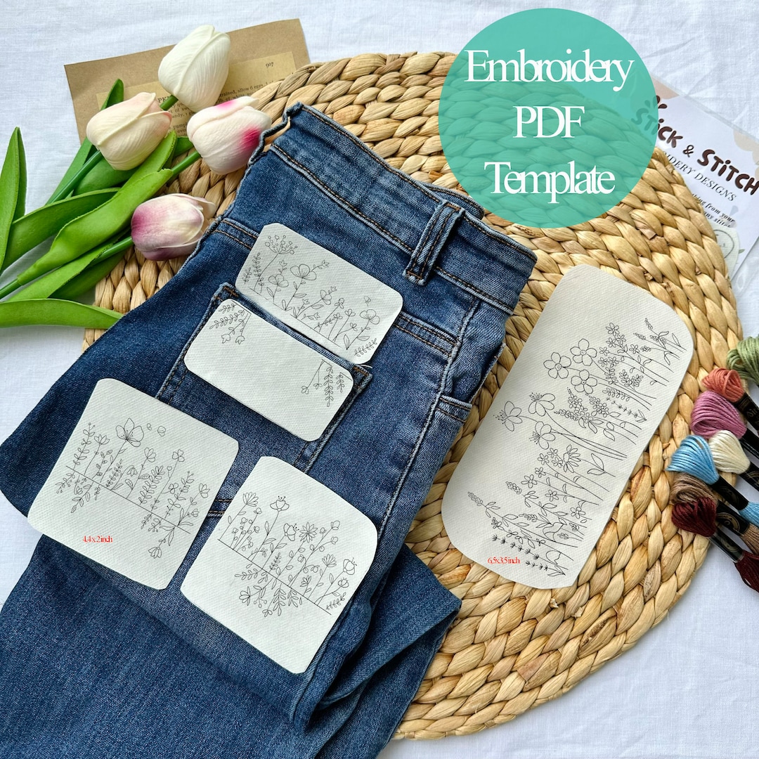 PDF PATTERN Wildflowers Embroidery Pocket | Beginner Embroidery Pocket ...