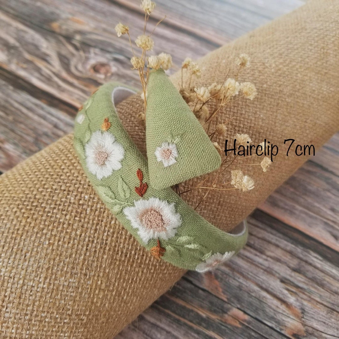 Hand Embroidered Linen Headband | Bachelorette Linen Hair | Hairband ...
