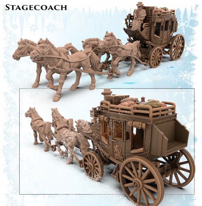 Stagecoach Wagon 28mm Horse Cart 32mm Dungeons and Dragons Carriage ...