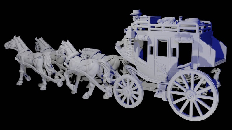 Stagecoach Wagon 28mm Horse Cart 32mm Dungeons and Dragons Carriage ...