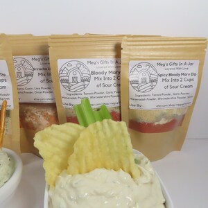 Gourmet Dip Mixes Gift Set of 4 Dips, Bloody Mary Dip Mix, Wasabi Soy ...