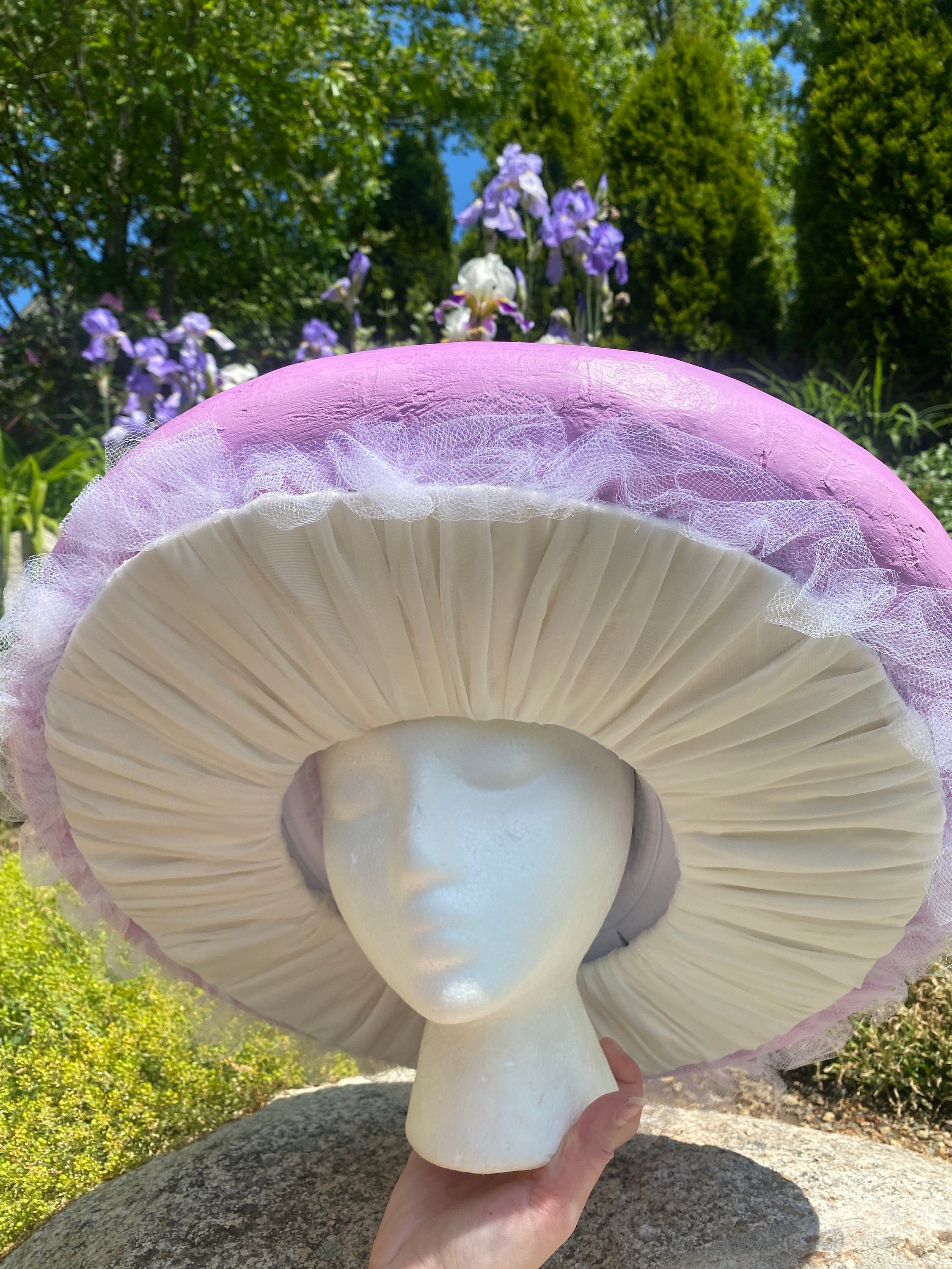 Big Purple Mushroom Faerie Hat, Paper Mache Fantasy, Cosplay, Forest ...