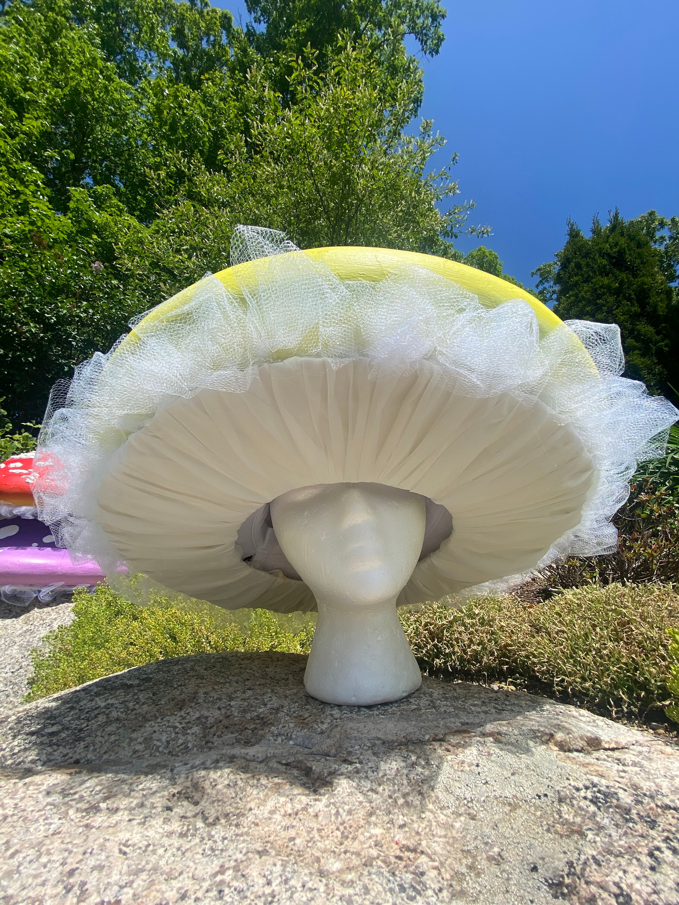 Yellow Mushroom Faerie Hat, Paper Mache Cottage Core, Renaissance Faire ...