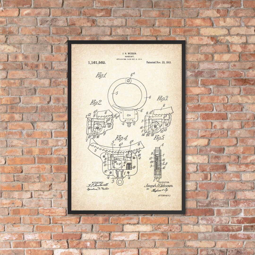 Handcuff Patent Framed Poster - Etsy