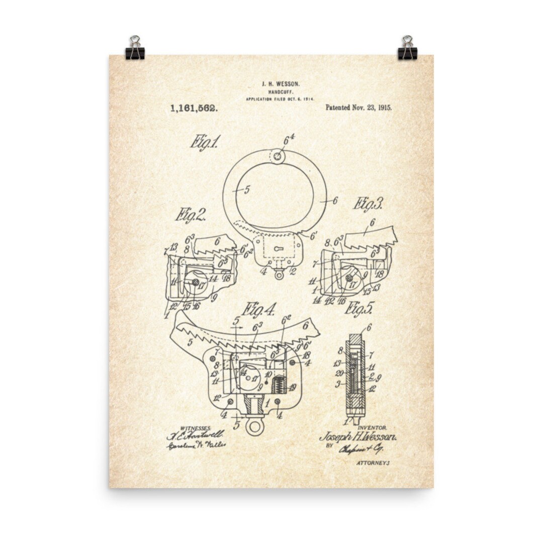 Handcuff Patent Unframed Poster - Etsy