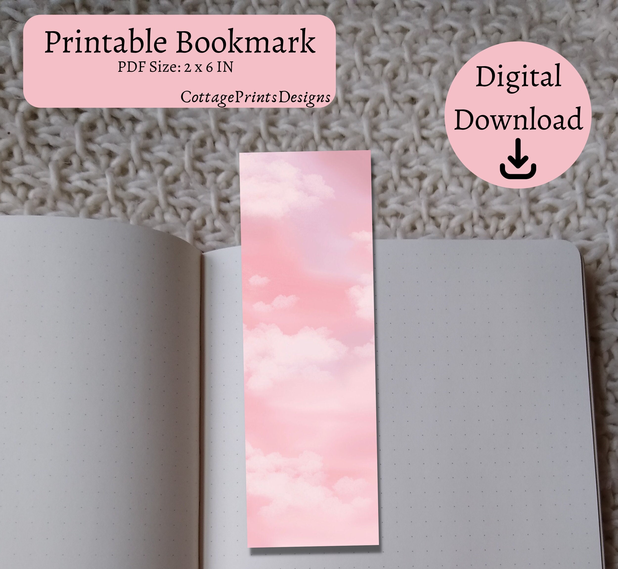 Pink Sunset-inspired Printable Bookmark - Print and Use PDF - Book ...