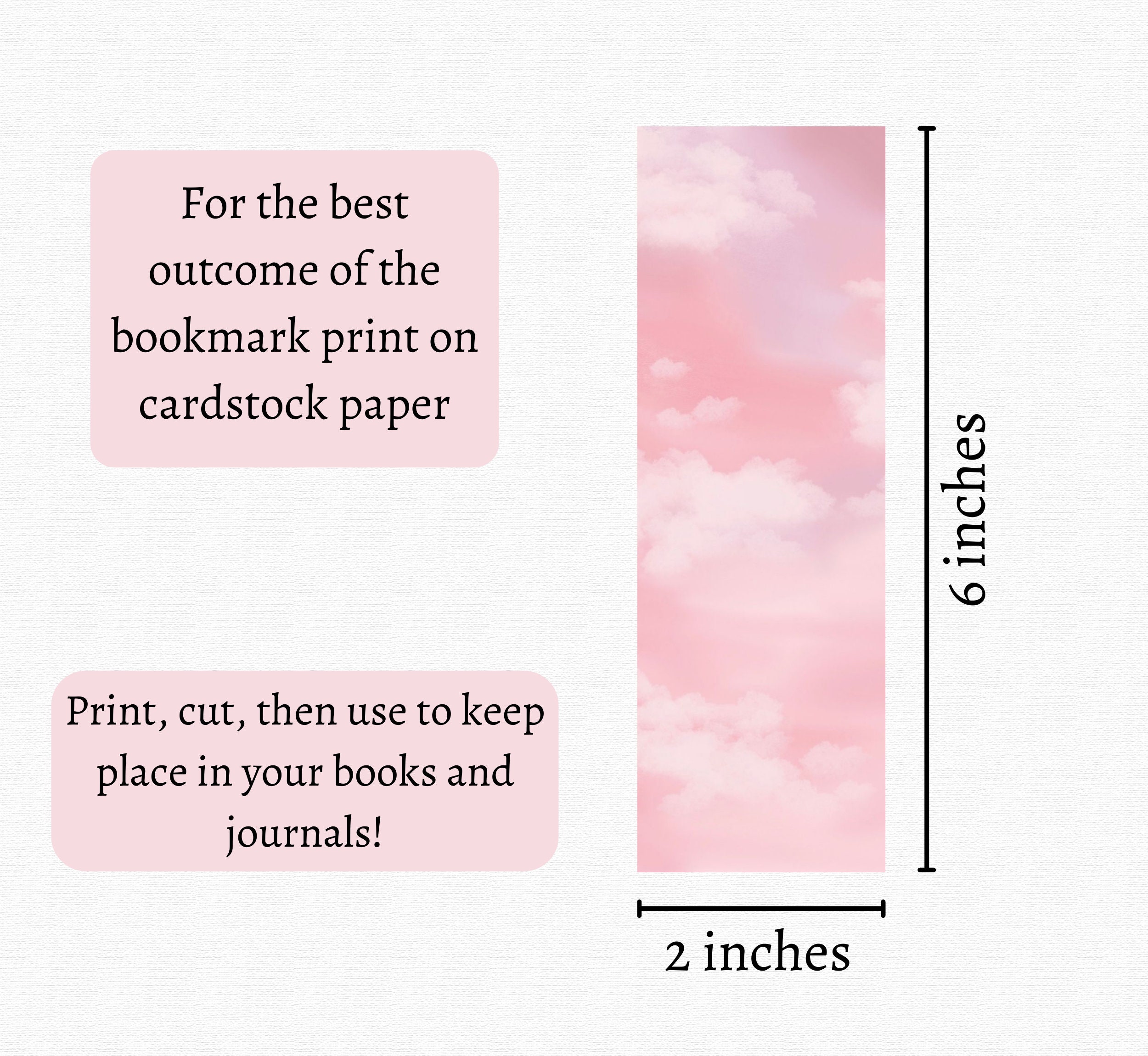 Pink Sunset-inspired Printable Bookmark - Print and Use PDF - Book ...