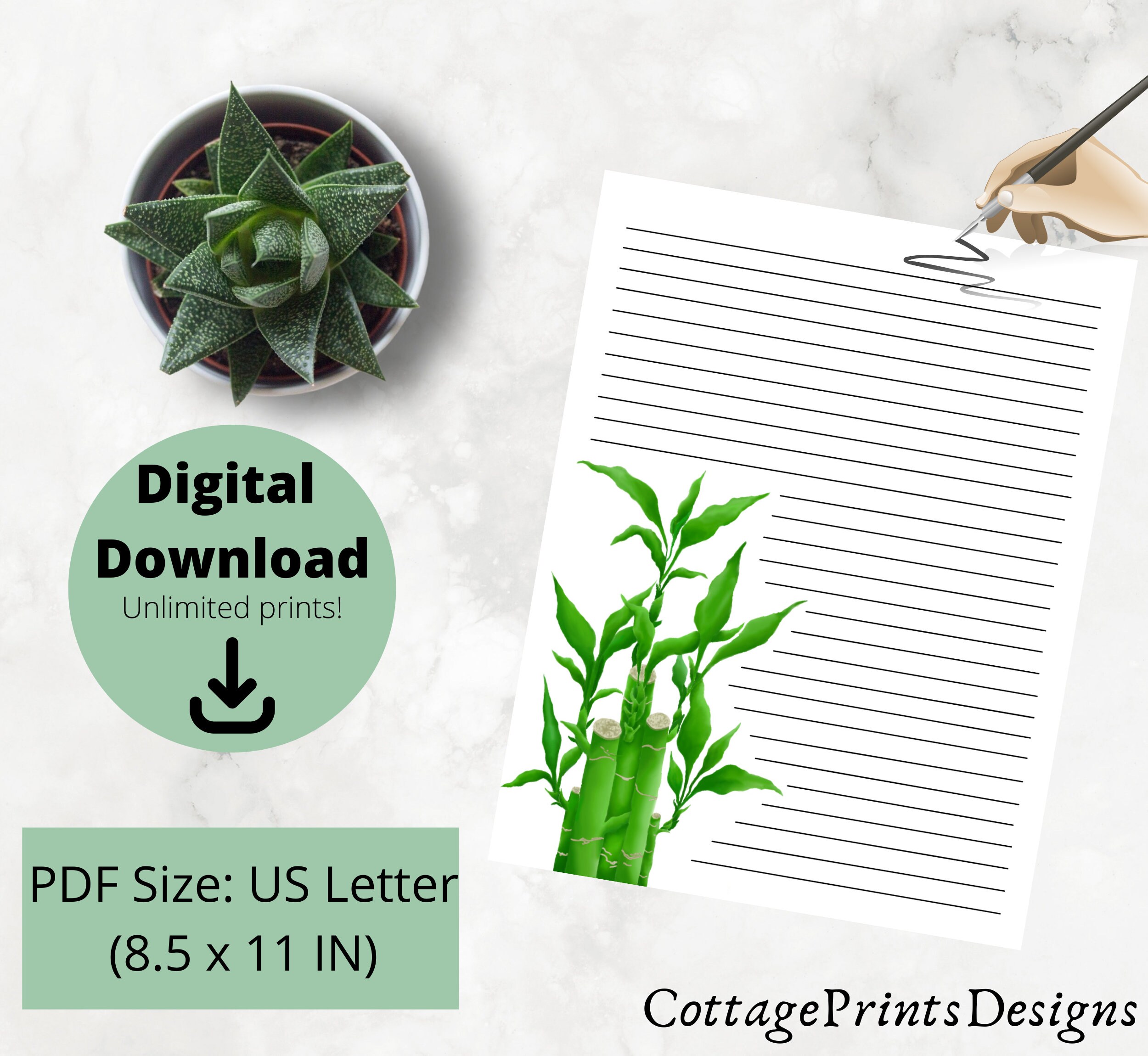 Bamboo Printable Stationary - Asian-inspired - Digital Download ...