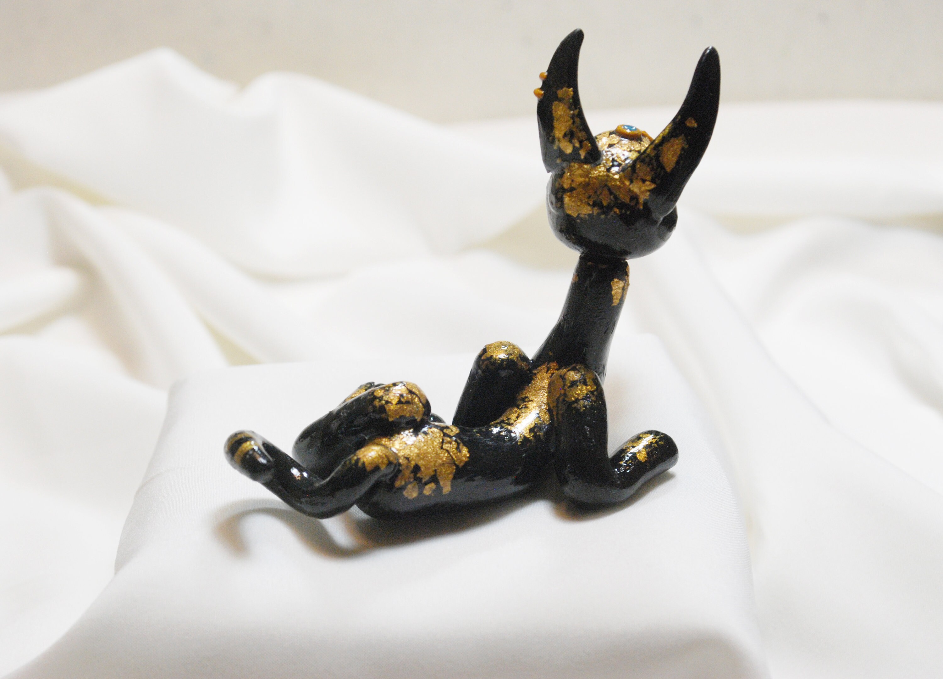 Unique Gold Egyptian Anubis Inspired Polymer Clay Sculpture. - Etsy