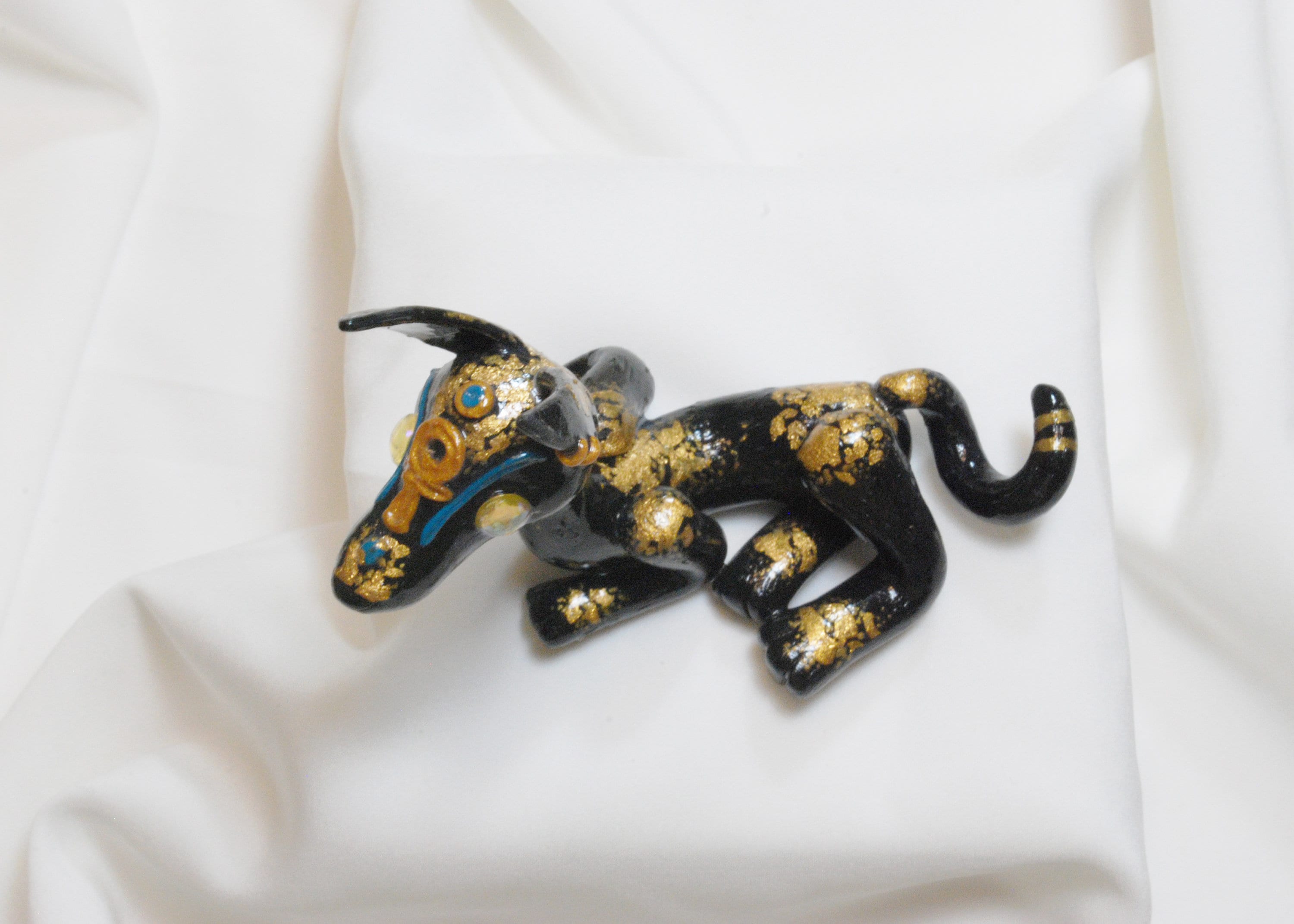 Unique Gold Egyptian Anubis Inspired Polymer Clay Sculpture. - Etsy