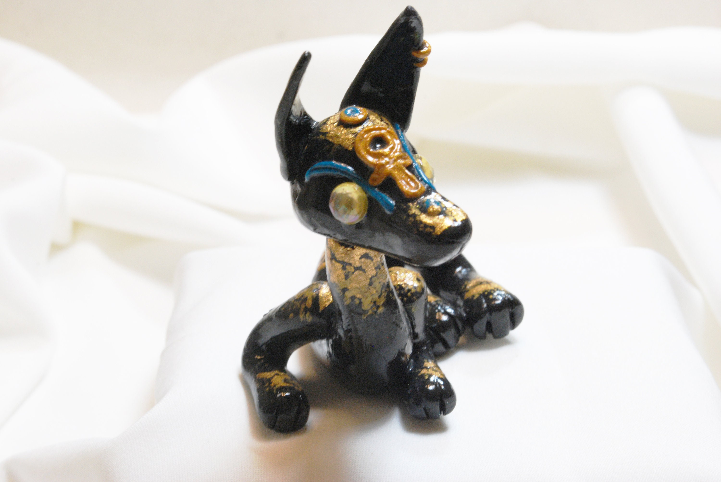 Unique Gold Egyptian Anubis Inspired Polymer Clay Sculpture. - Etsy