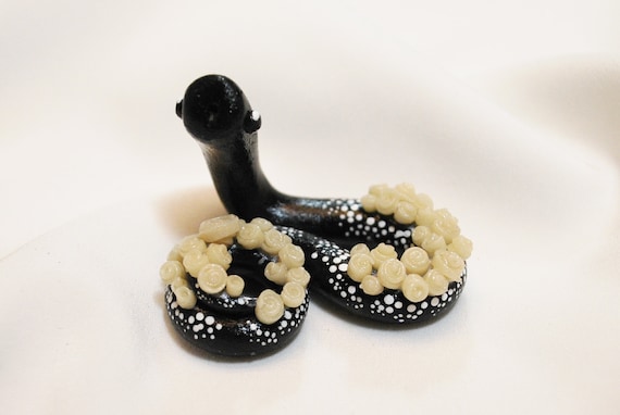 Black Kawaii Polymer Clay Snake With Glow-in-the-dark Flowers - Etsy