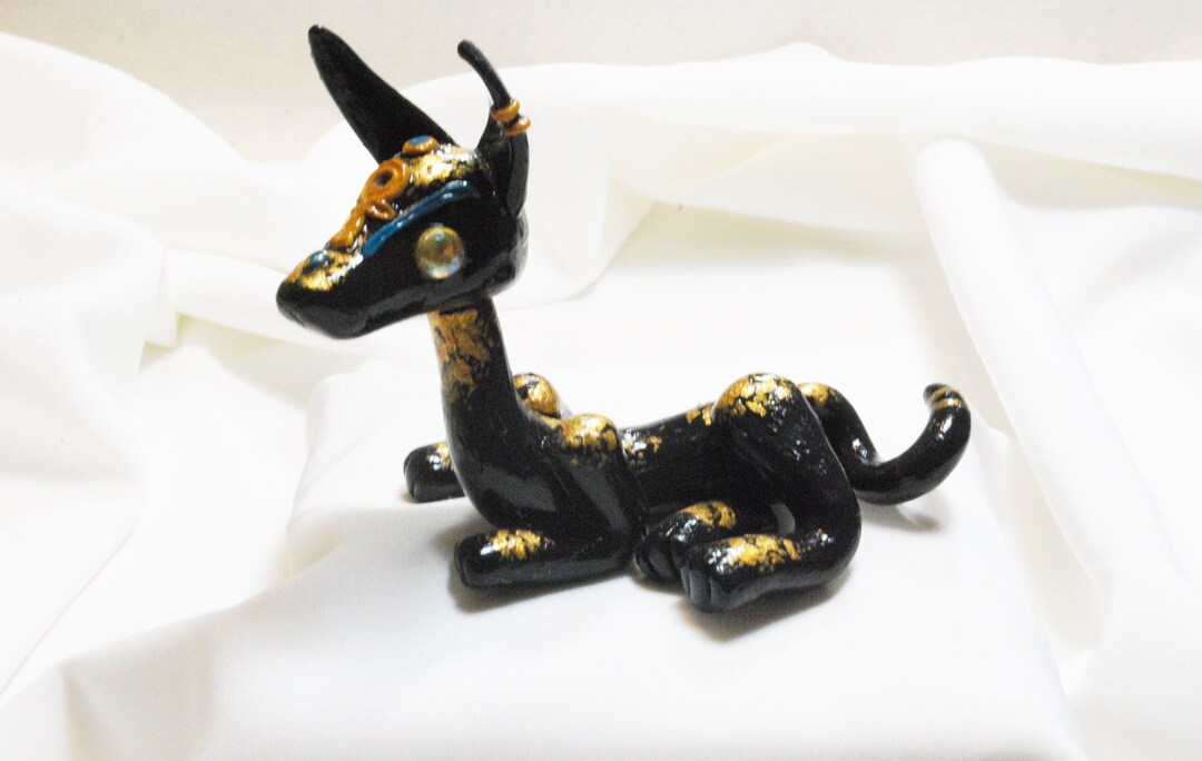 Unique Gold Egyptian Anubis Inspired Polymer Clay Sculpture. - Etsy