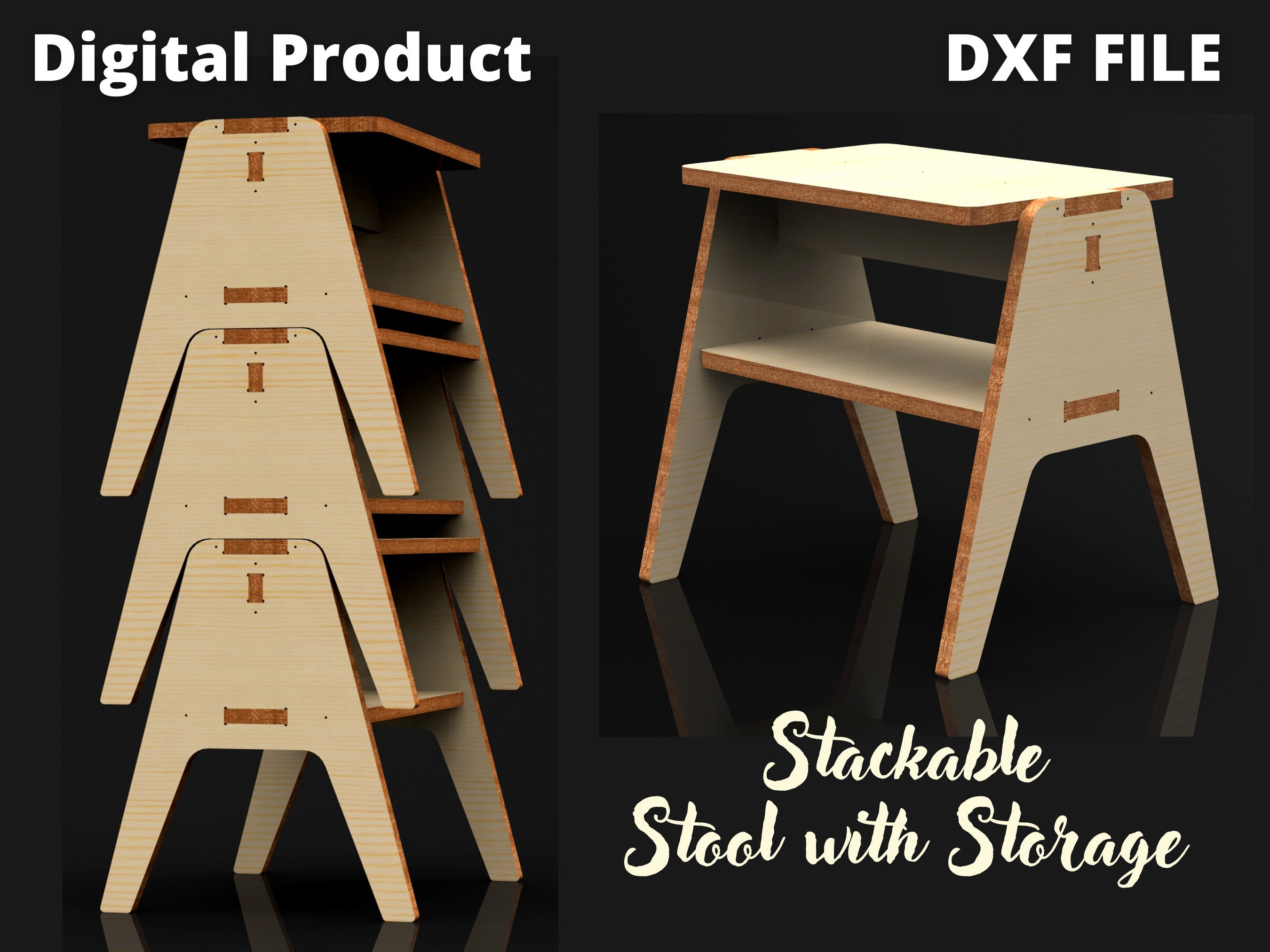 Stackable Stool Chair With Storage for Adult - Cut Files - Etsy