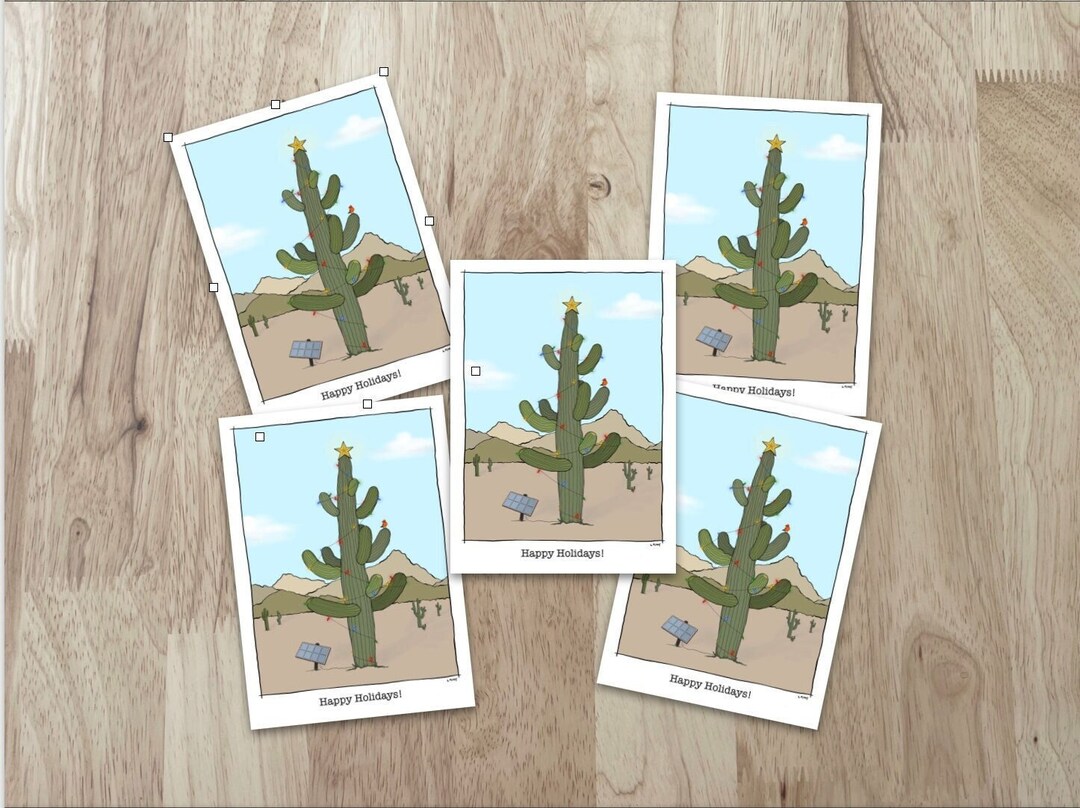 Box of 5 "solar Saguaro" Christmas Cards. Inside Reads "may Your Days ...