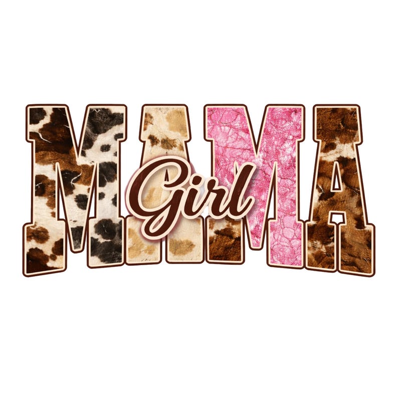 Western Mama Girl Sublimation PNG, Cowhide Pink Glitter Design (digital ...
