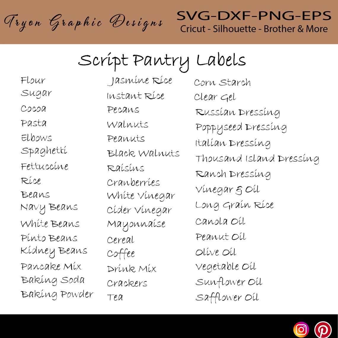 Script Kitchen Pantry Labels, Labels, Pantry, Script Labels, Kitchen ...