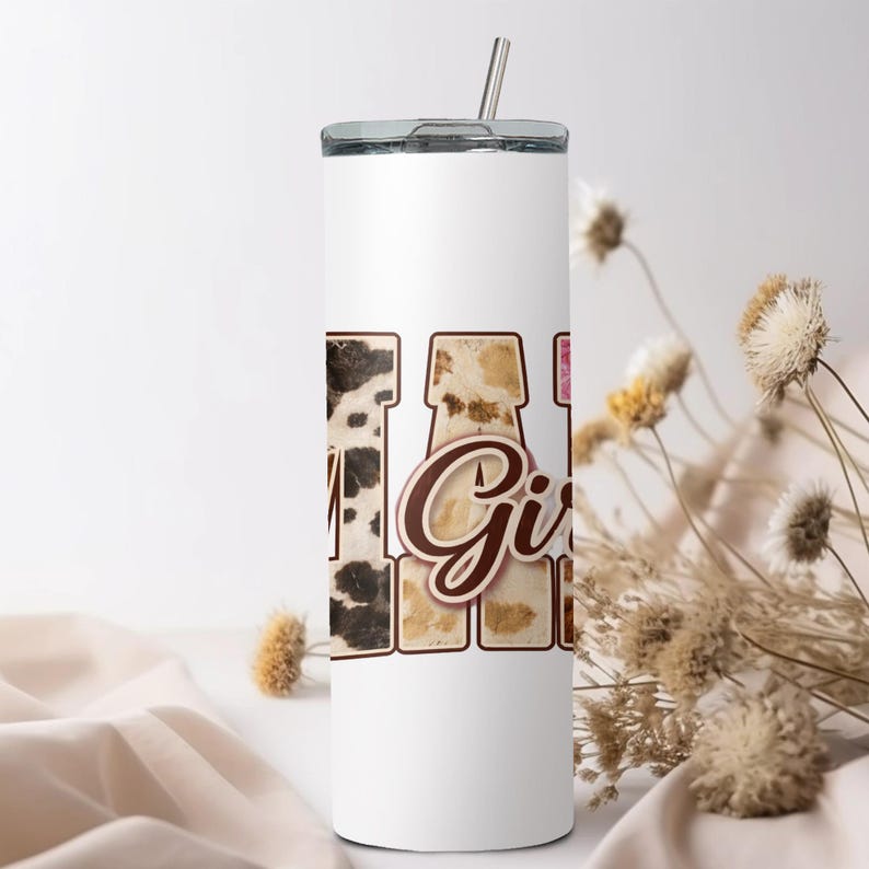 Western Mama Girl Sublimation PNG, Cowhide Pink Glitter Design (digital ...
