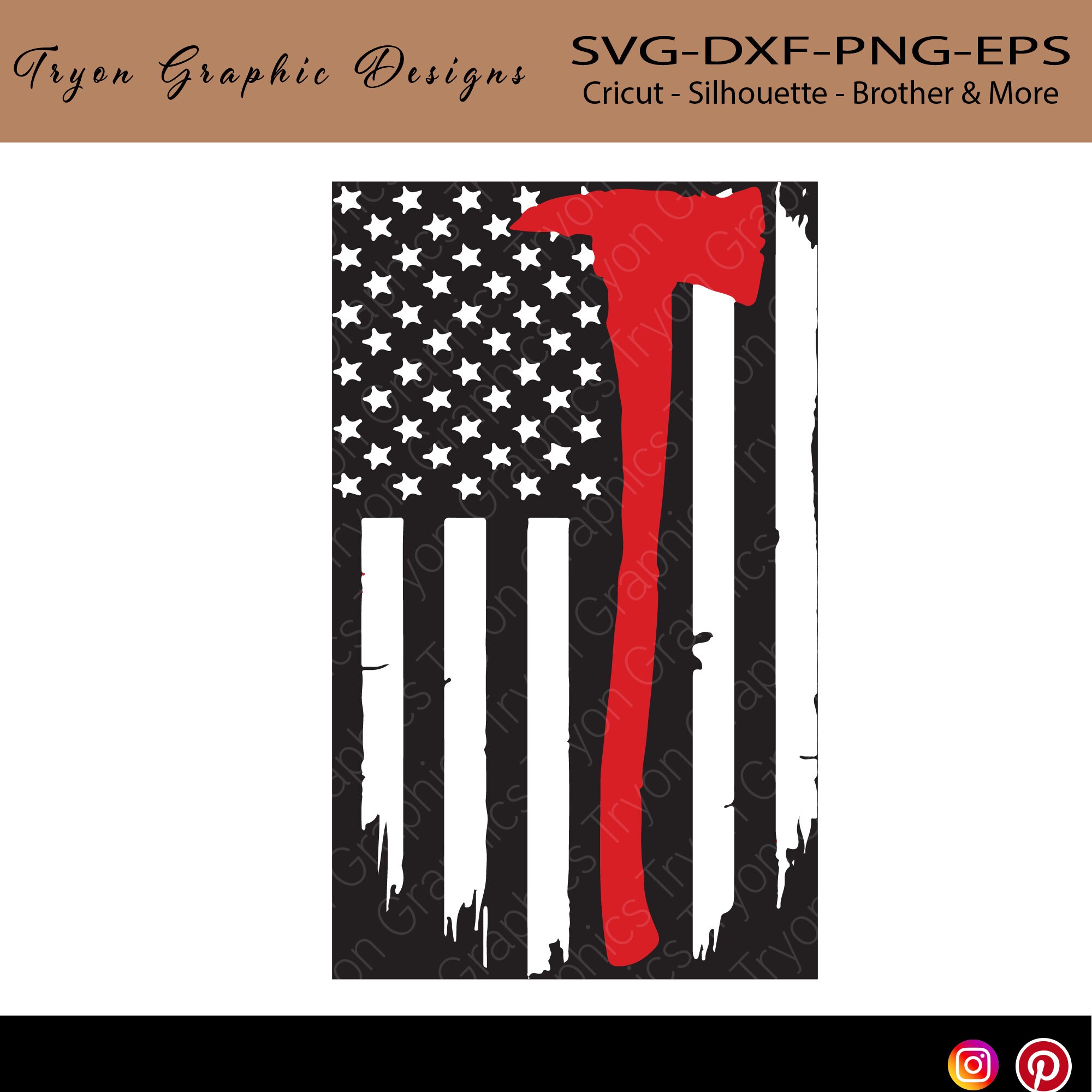 Fire Fighter Red Ax Flag Svg red Line Flag Svg Back the Blue Svg ...