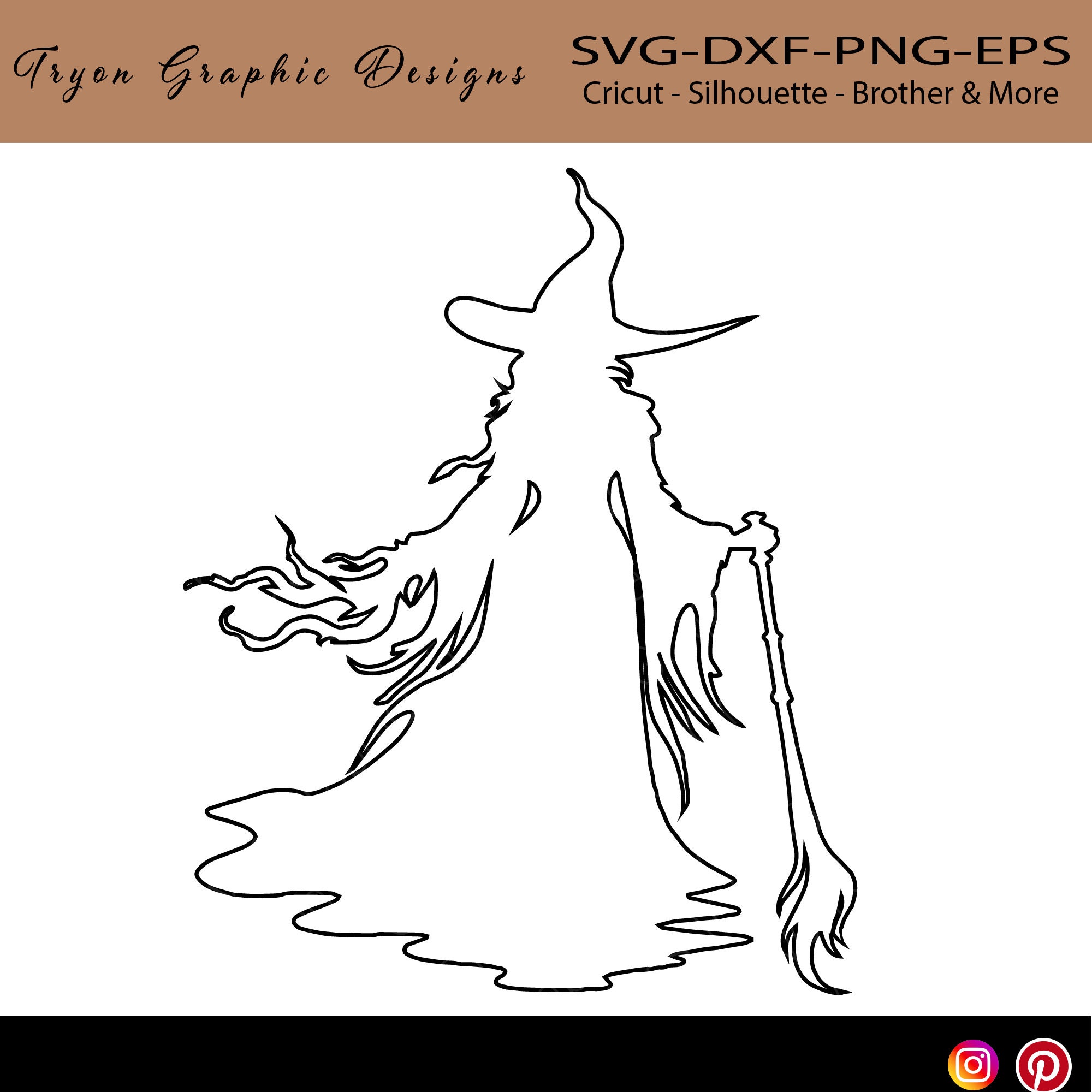 Witch Outline Svg Fall Svg-halloween Witch-pretty Witch Simple Outline ...