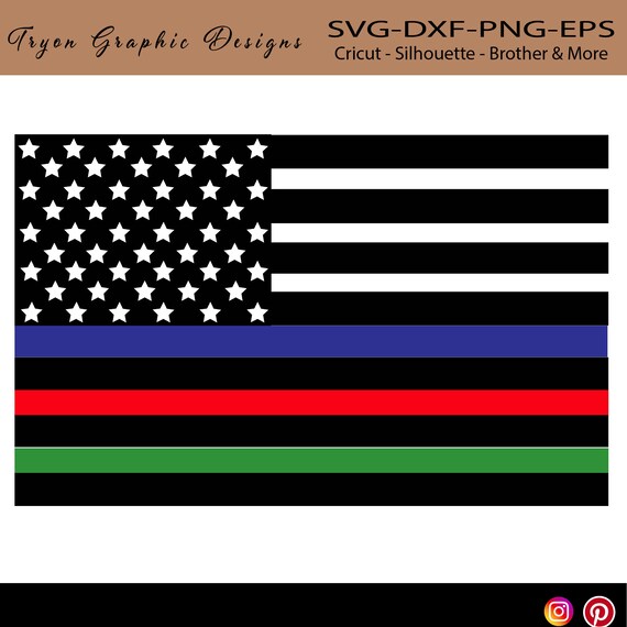 Blue Green Red Line Flag Svg Back the Blue Svg-back the - Etsy