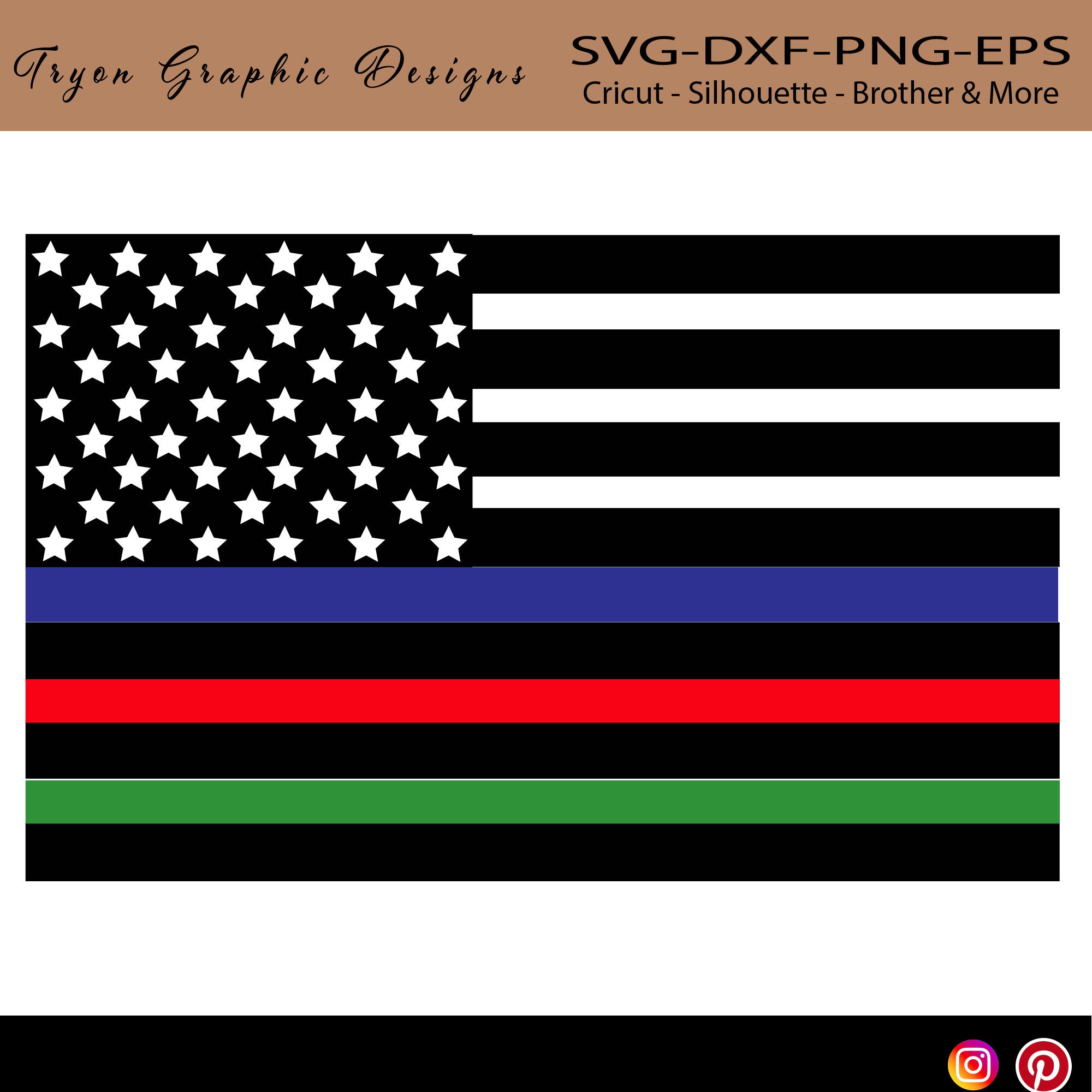 Blue Green Red Line Flag Svg Back the Blue Svg-back the Red-back the ...