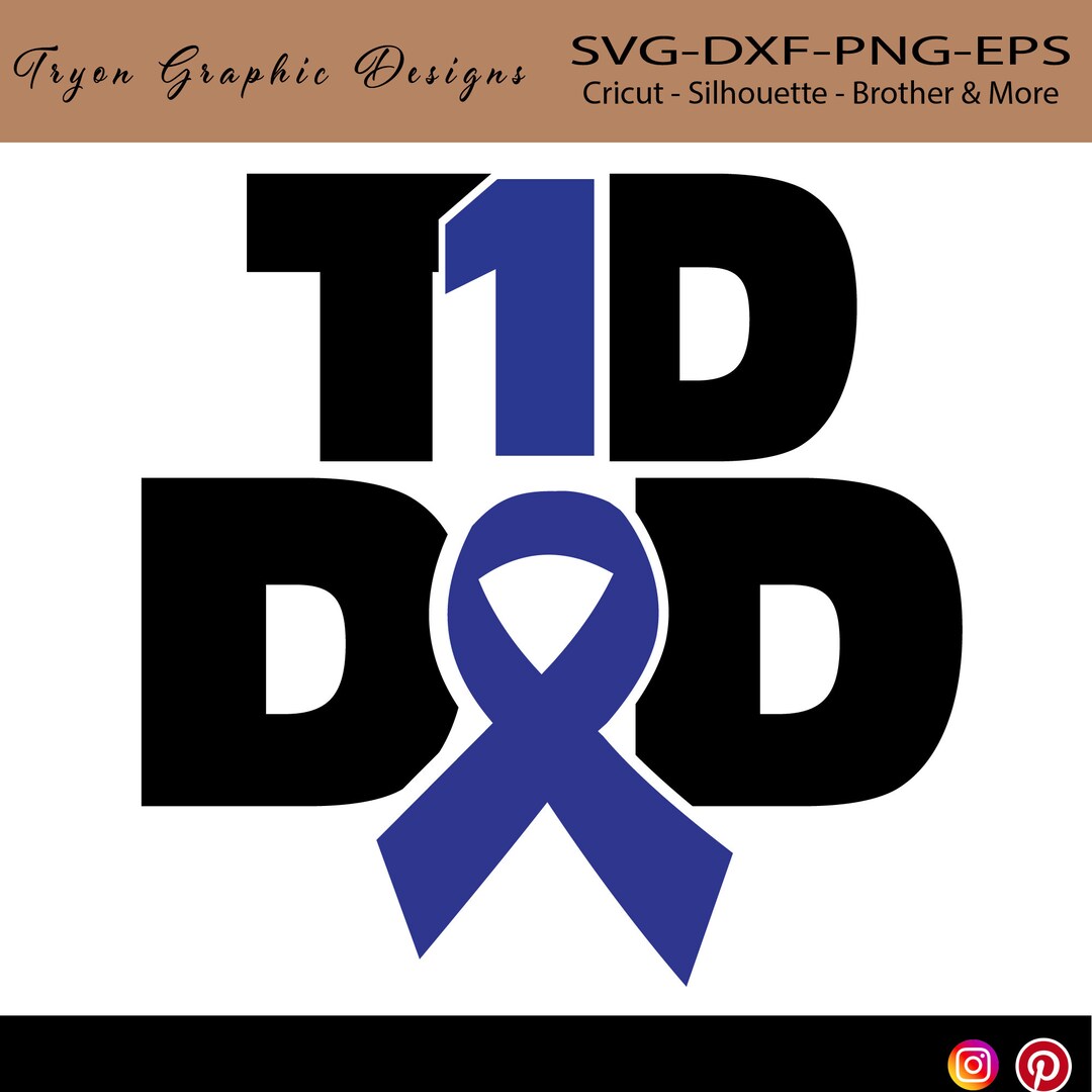 T1D Dad SVG: Diabetes Awareness Ribbon - Cricut, Silhouette (digital ...