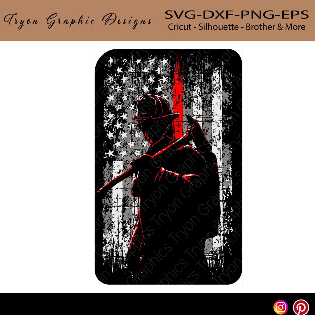 Firefighter Flag Axe Rounded Svg red Line Flag Svg Back the - Etsy