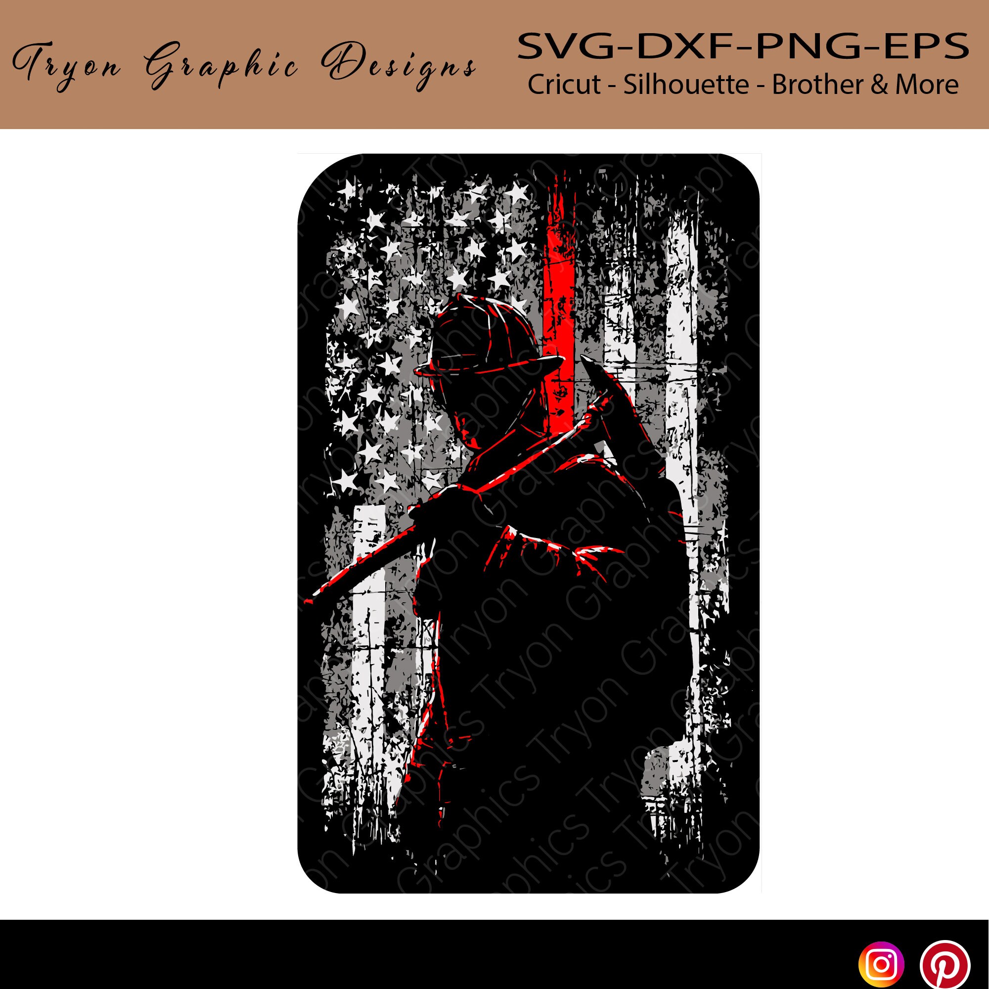 Firefighter Flag Axe Rounded Svg red Line Flag Svg Back the - Etsy