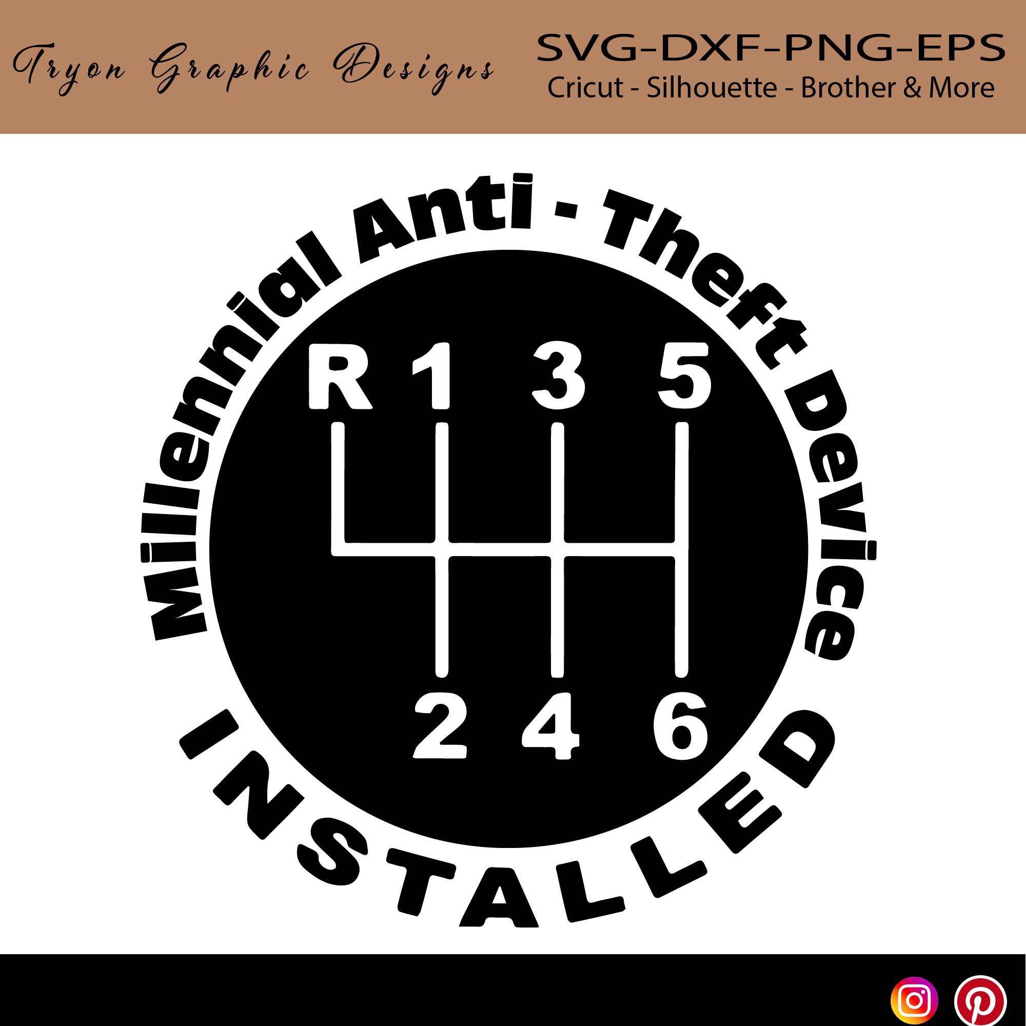 Millennial Anti Theft Device Decal Svg-funny Car Decal Svg-stick Shift ...
