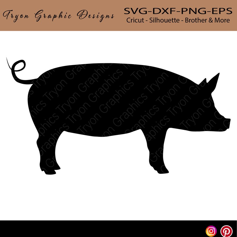 Pig Silhouette Svg-farm Animals Hog Svg-fluffy Country - Etsy