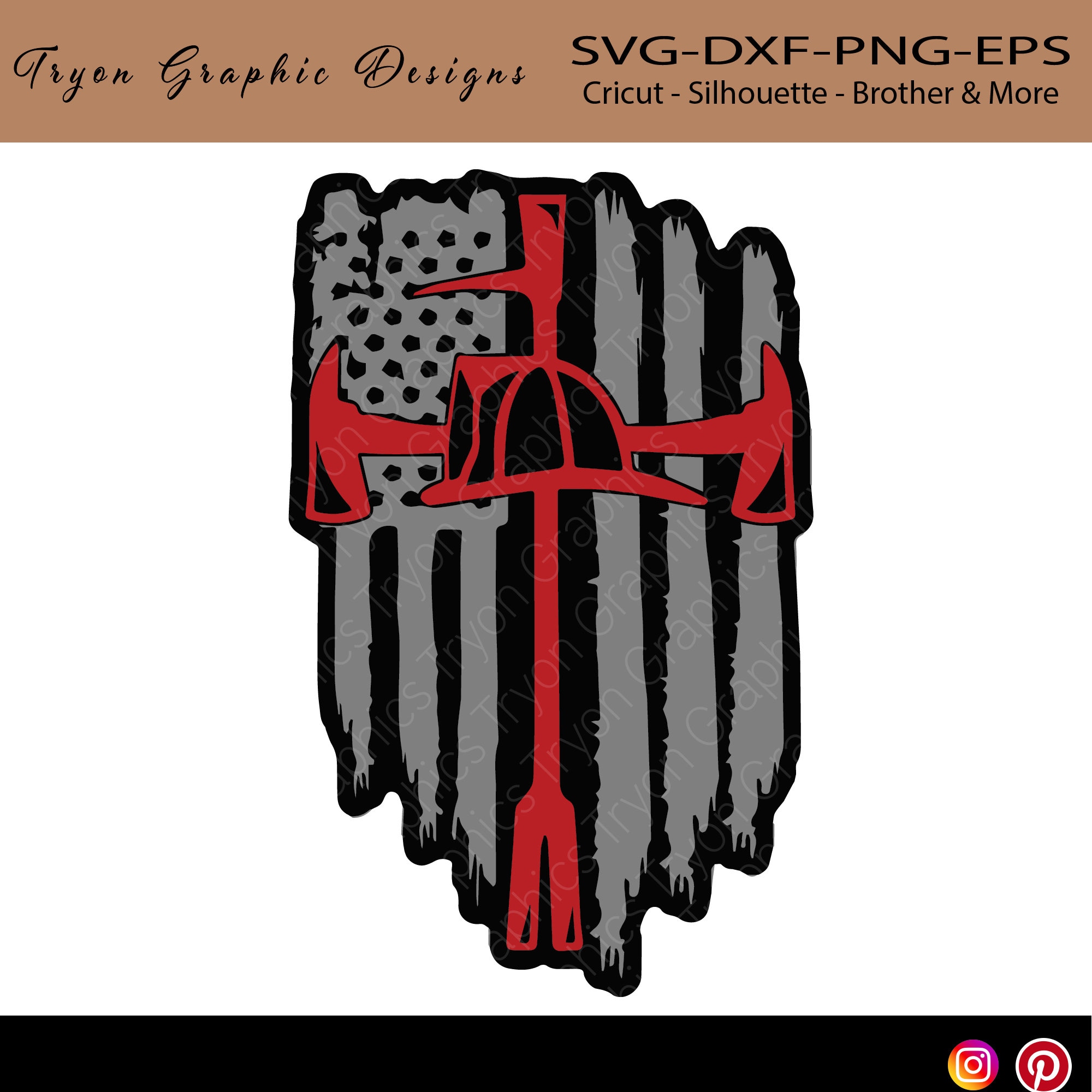 Firefighter Flag Axe Helmet 2 Svg -red Line Flag Svg- Back the Blue Svg ...