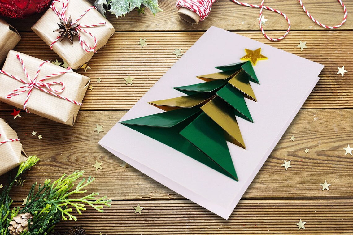 DIY 3D Christmas Tree Card | Origami Christmas Tree Card | Green Pallet ...